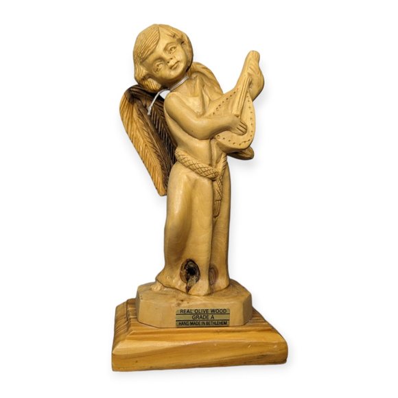 Unknown | Accents | Bethlehem Olive Tree Wood Angel Figurine | Poshmark